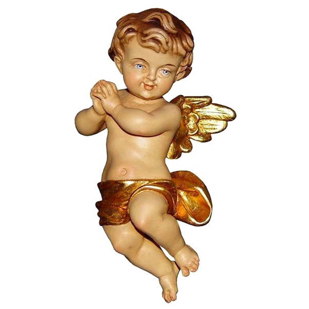 Golden Cherub Wooden Figurine Ornament Decoration, Religious Catholic ...