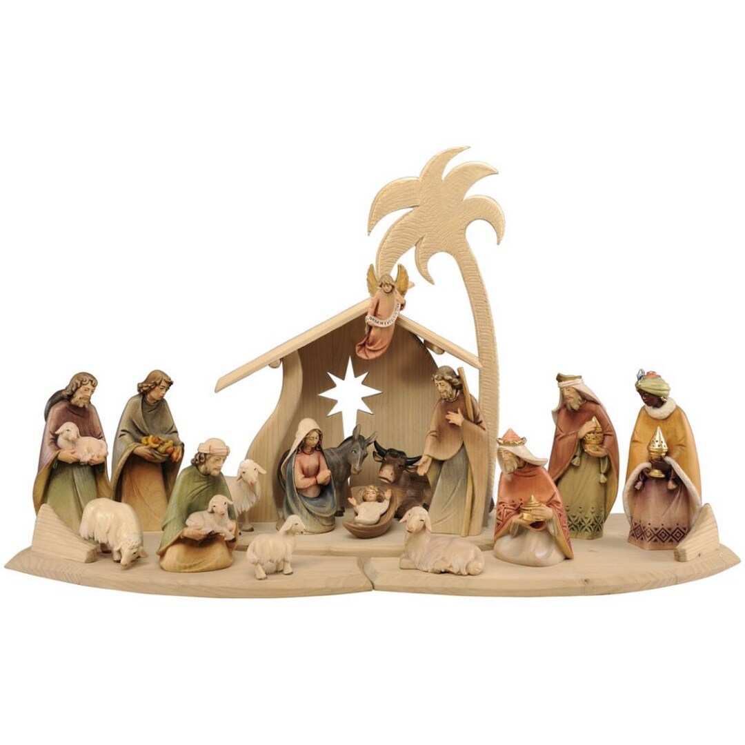 Maple Wood Nativity Set – Hand-painted Religious Scene, 16 Figurines - Etsy