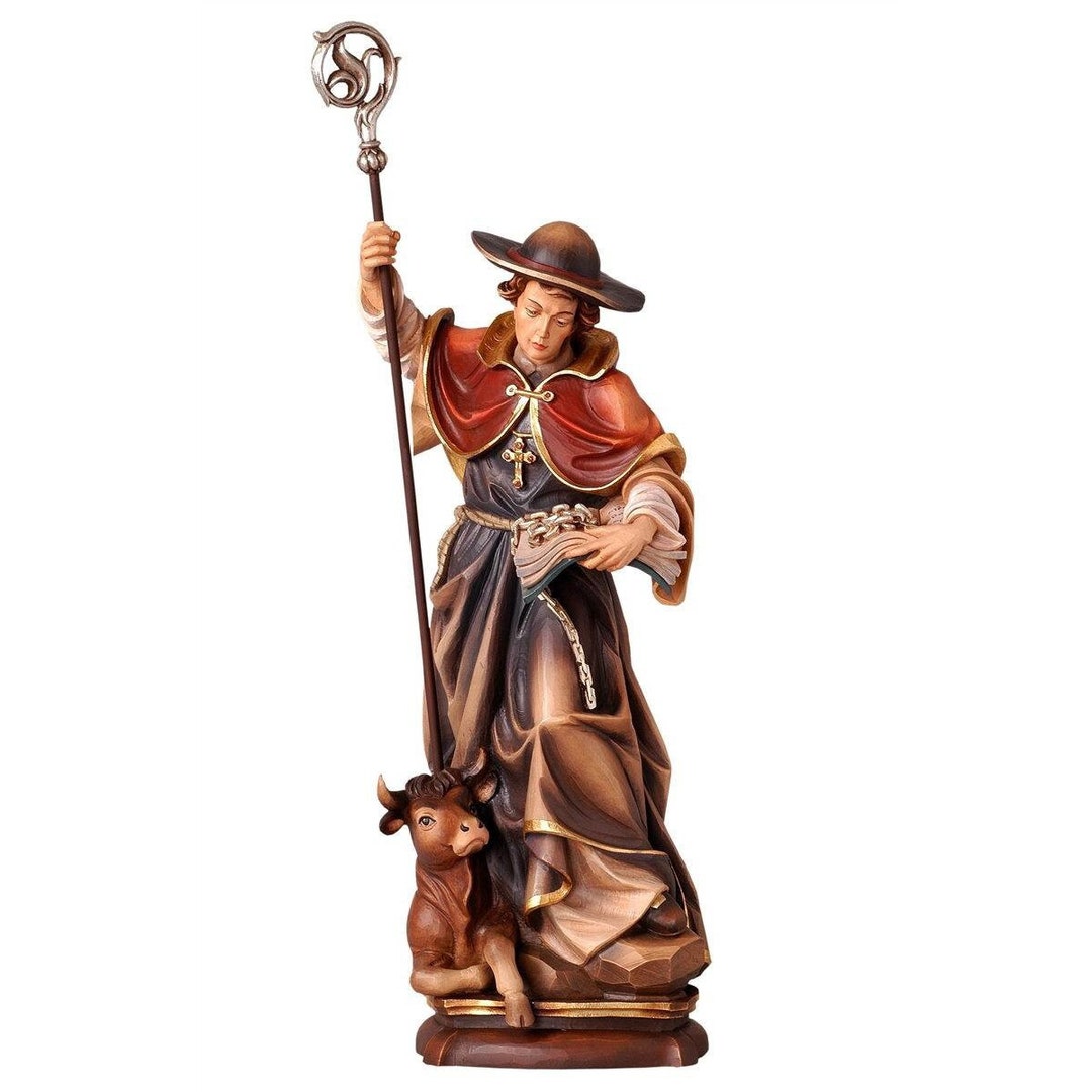 St. Leonard Wooden Statue, Hand Carved Religious Sculpture - Etsy