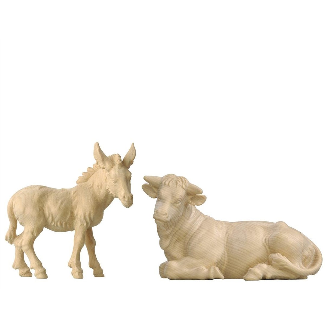 Pine Wood Nativity Figurines – Ox and Donkey, 11cm - Etsy