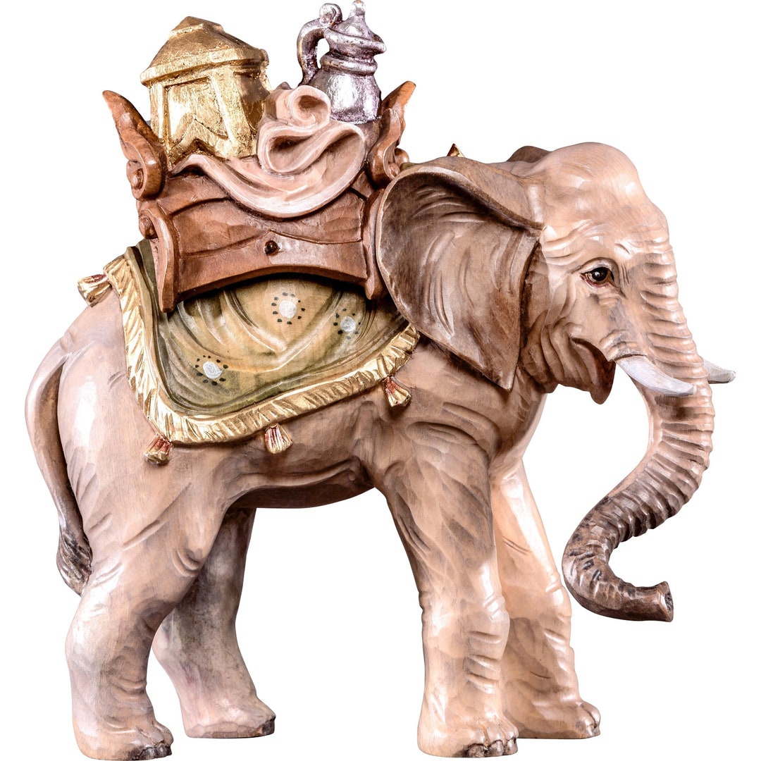Hand-painted Maple Wood Elephant Figurine – Nativity Scene Animal, Made ...