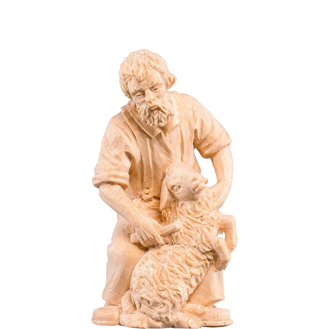 Hand-painted Shepherd Shearing Sheep Figurine – Maple Wood Nativity ...