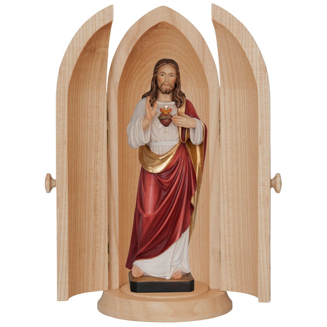 Sacred Heart of Jesus Wooden Niche Ornament, Christian Catholic Gift - Etsy