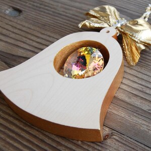 Wooden Bell With Crystal Wall Window Decoration Ornament - Etsy