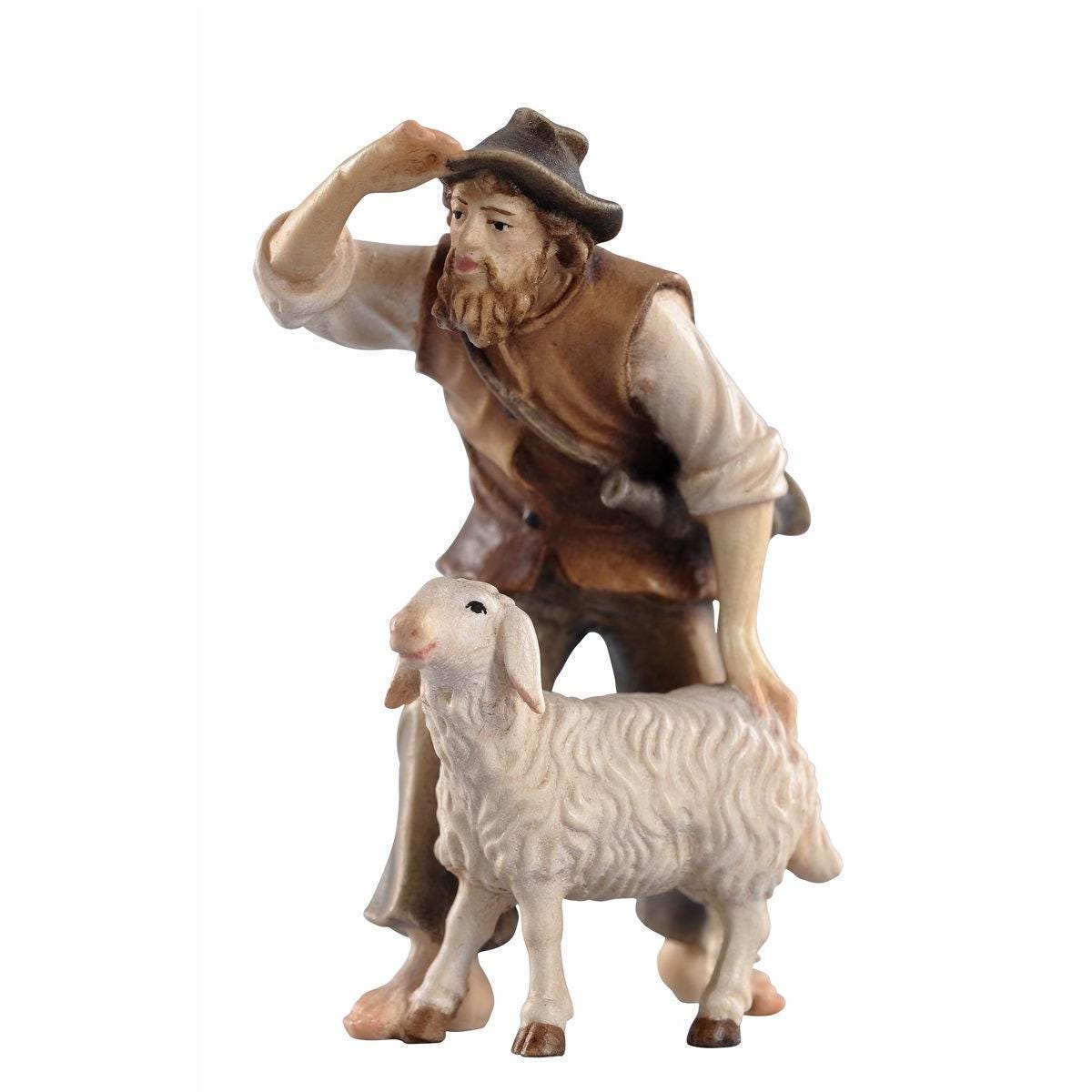 Hand-painted Nativity Shepherd With Sheep – Maple Wood Kostner Figurine ...