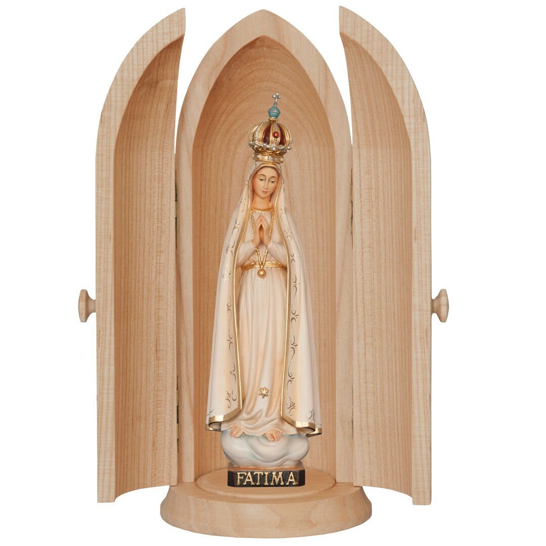 Our Lady of Fatima With Crown in Niche Wooden Ornament Decoration ...