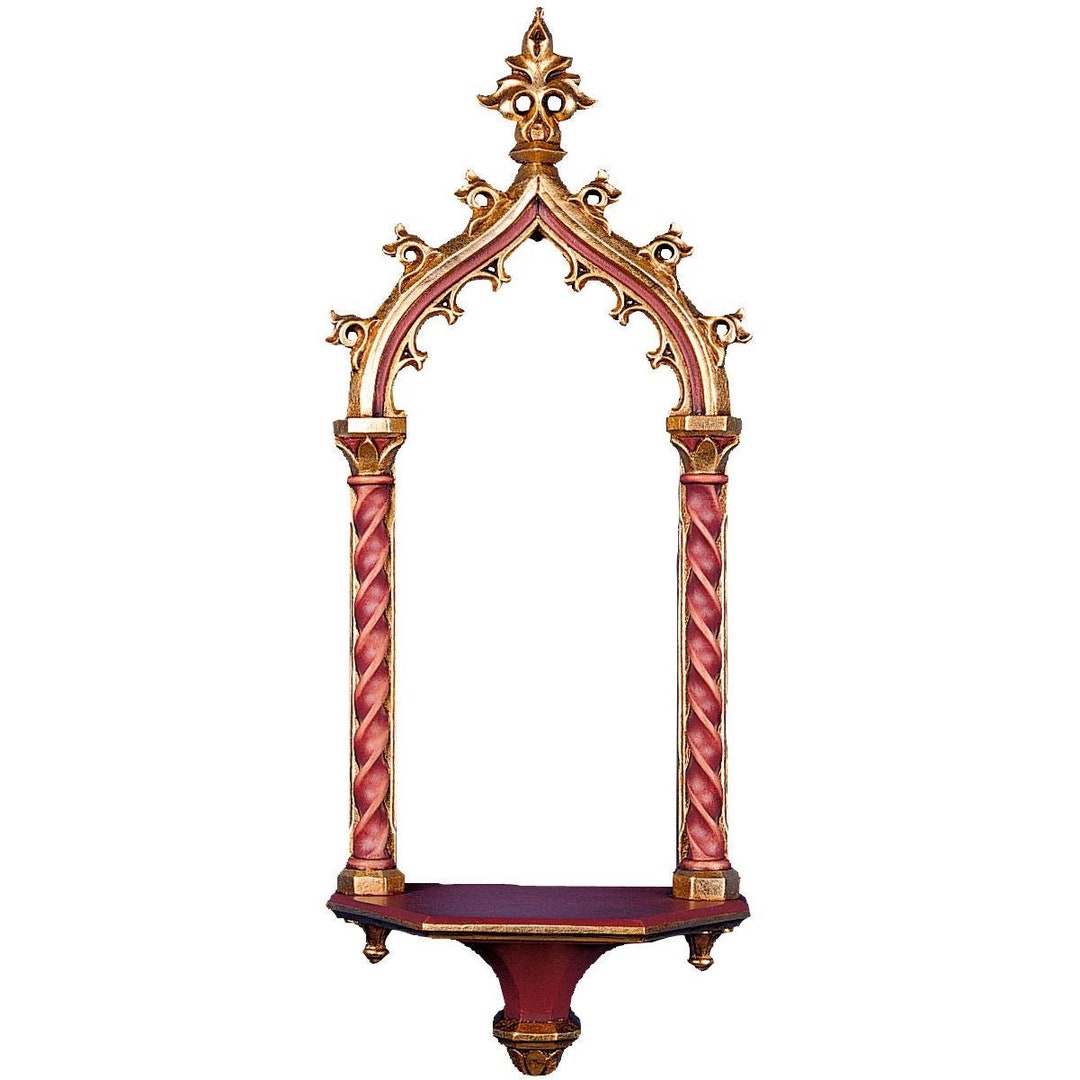 Hand Carved Maple Wood Wall Alcove, Saint Statue Console, Religious ...