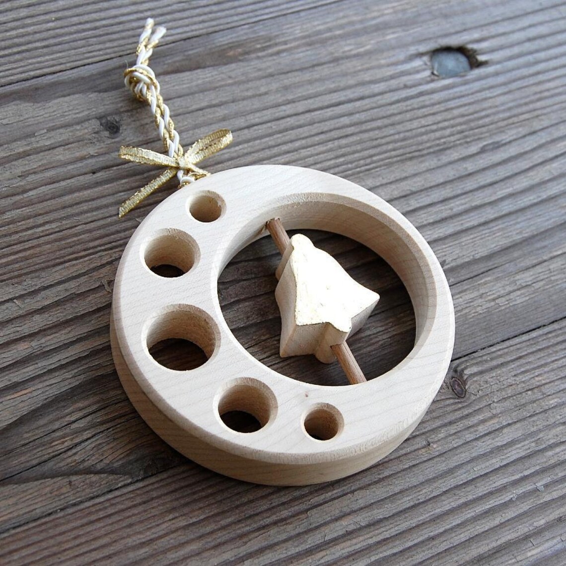 Wooden Spinning Bell Wall Window Decoration Ornament | Etsy