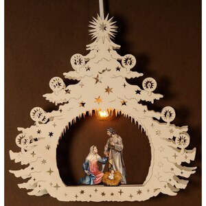 Hand Carved Holy Family Christmas Tree – Tyrolean Nativity Scene With ...