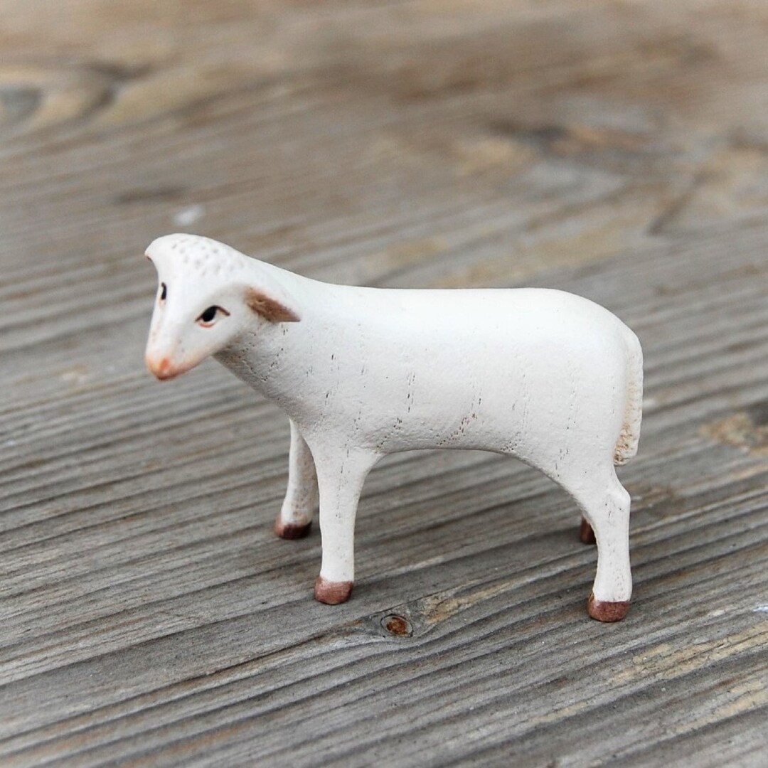 Hand-painted Maple Wood Sheep – Nativity Scene Animal Figurine - Etsy