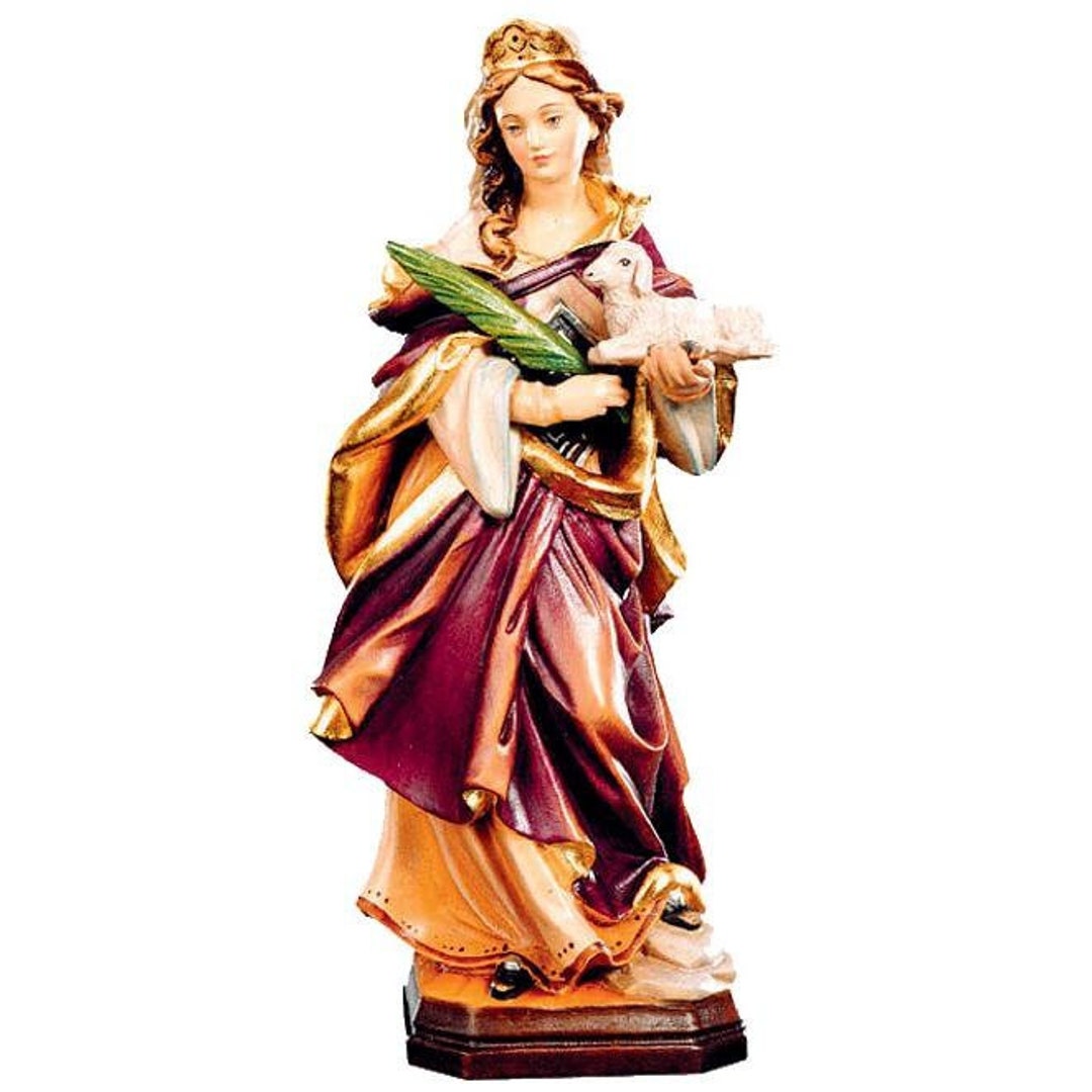 Saint Agnes Wooden Statue, Life Size Saint Sacred Religious Statues ...