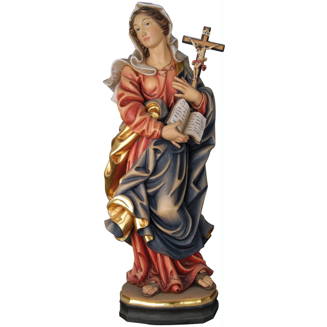 Saint Catherine of Genoa Wooden Statue, Hand-painted, Gold Leaf - Etsy