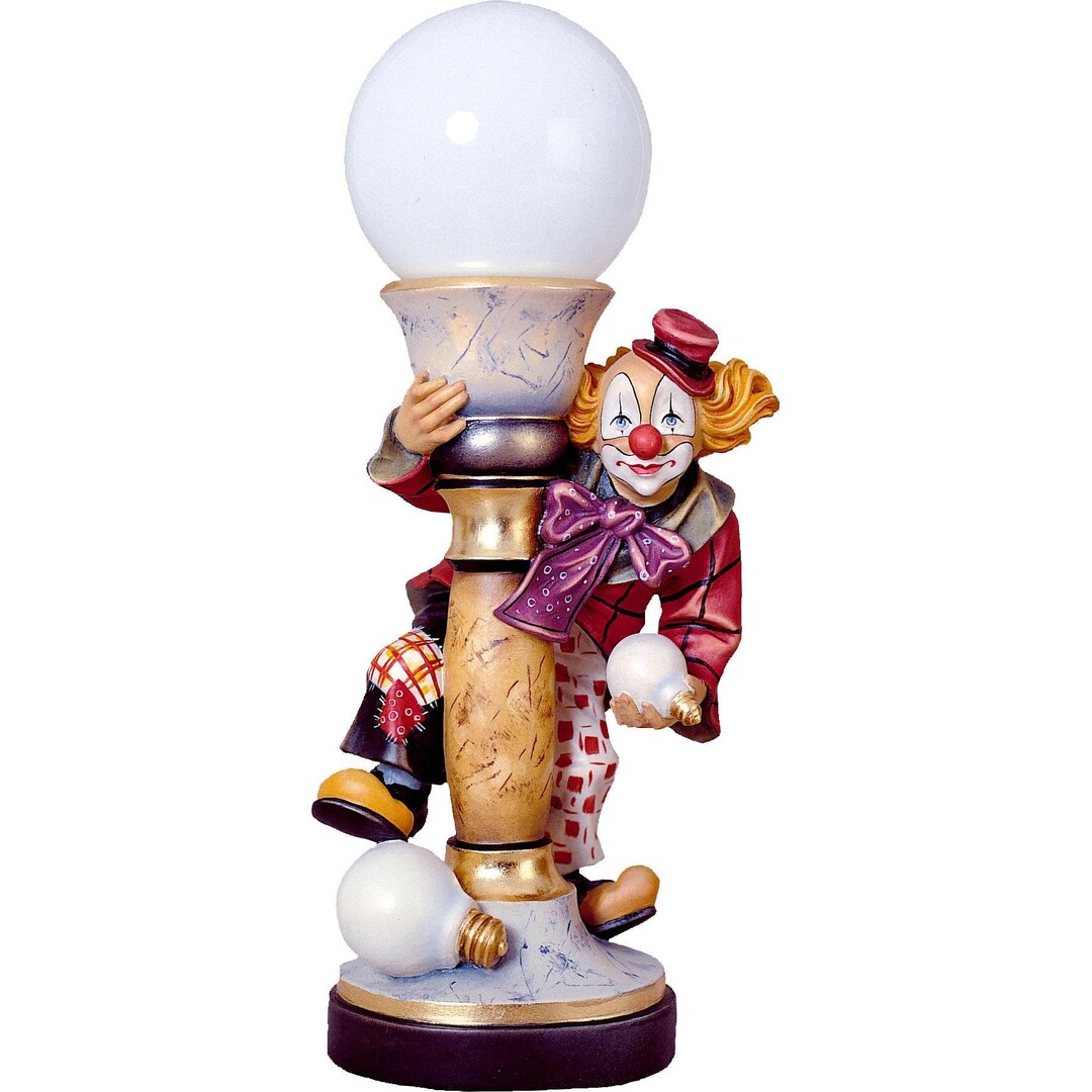 Wooden Clown Lamp With Tie, Hand-painted Maple Wood Statue - Etsy