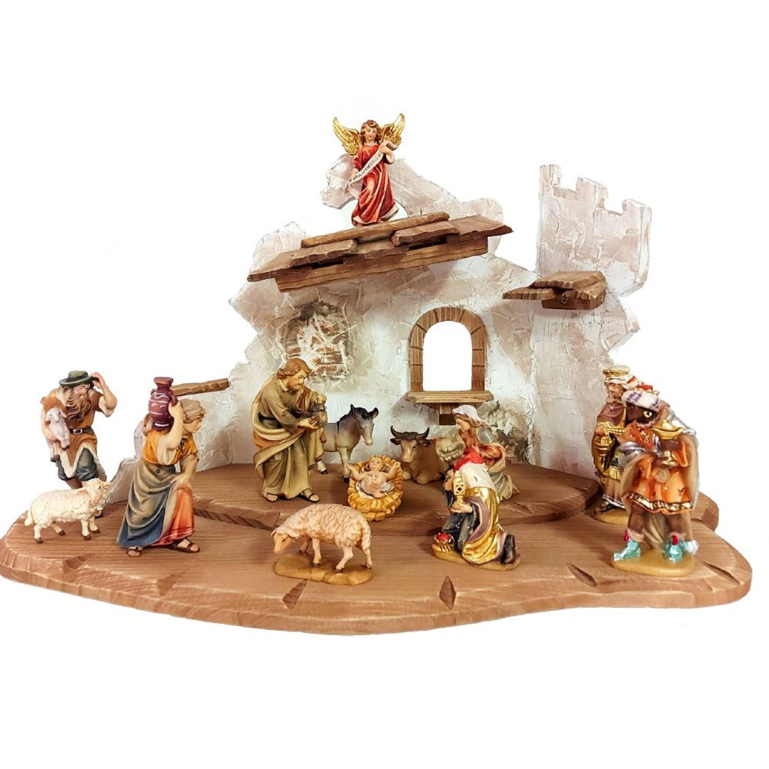 Demetz Baroque Nativity Set With Light Demetz Baroque Wooden Christmas ...