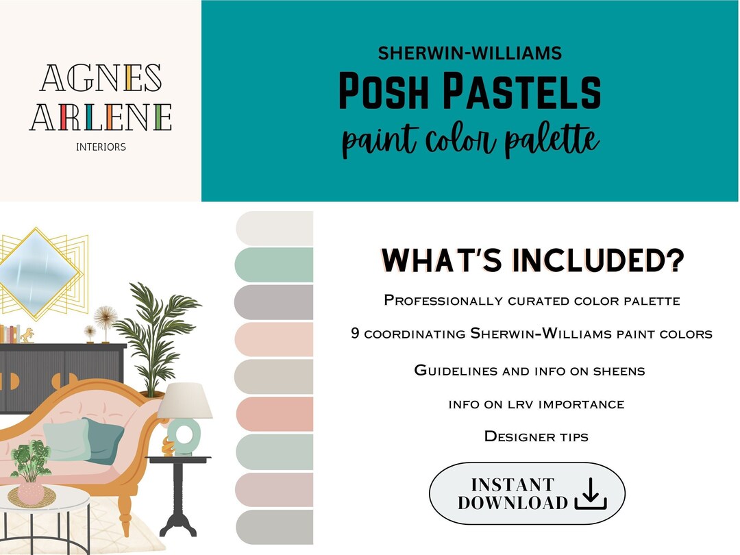 Art Deco Posh Pastel Paint Palette: Sherwin Williams (digital Download ...