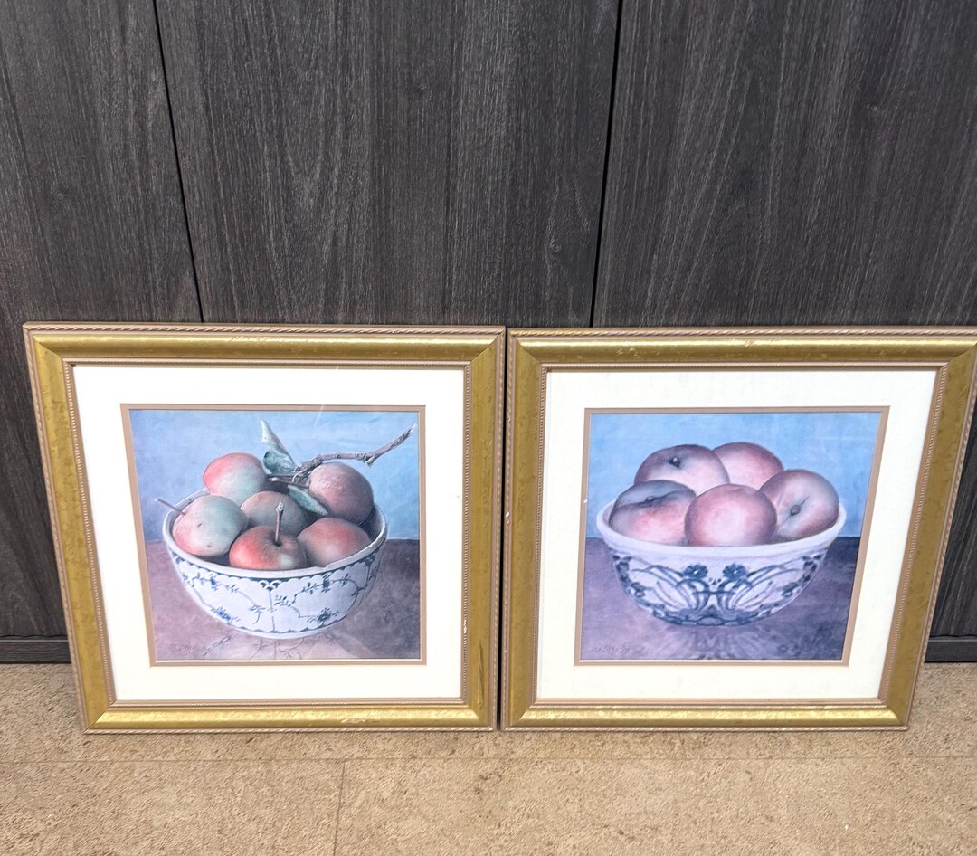 Still Life Apple Bowl by Sally Wetherby Framed Fruit Art - Etsy