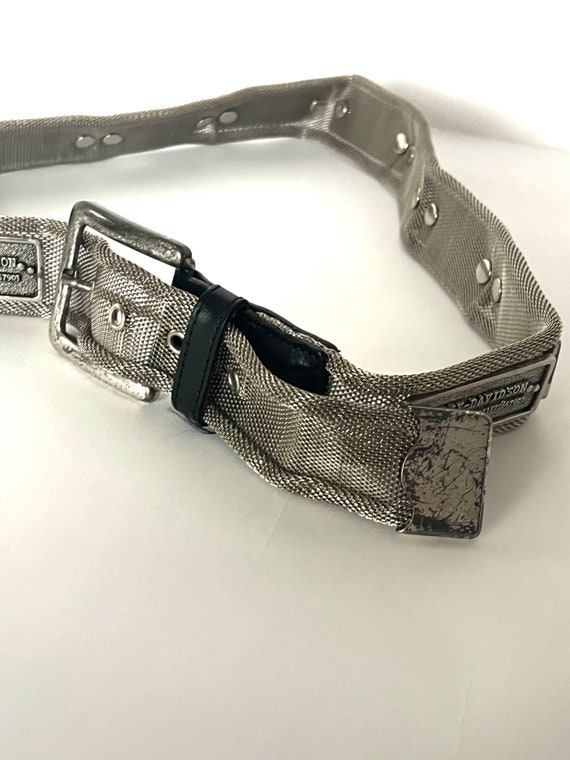 Harley Davidson Men's Mesh Silver Metal Plate Belt - Gem