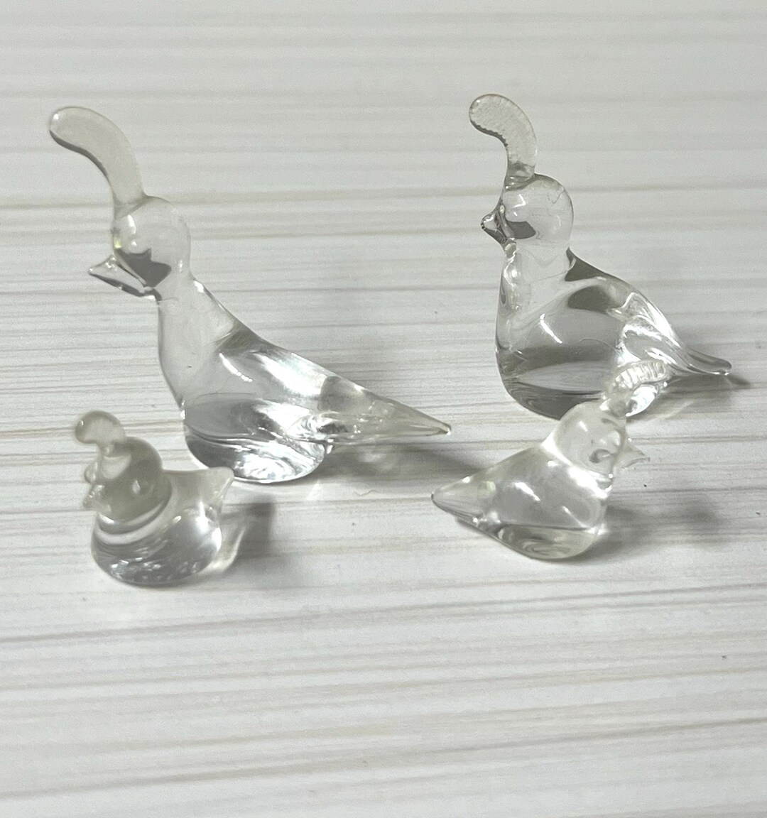 Vintage Mini Glass Crystal Quail Family Set of 4 Miniature Figurines - Etsy
