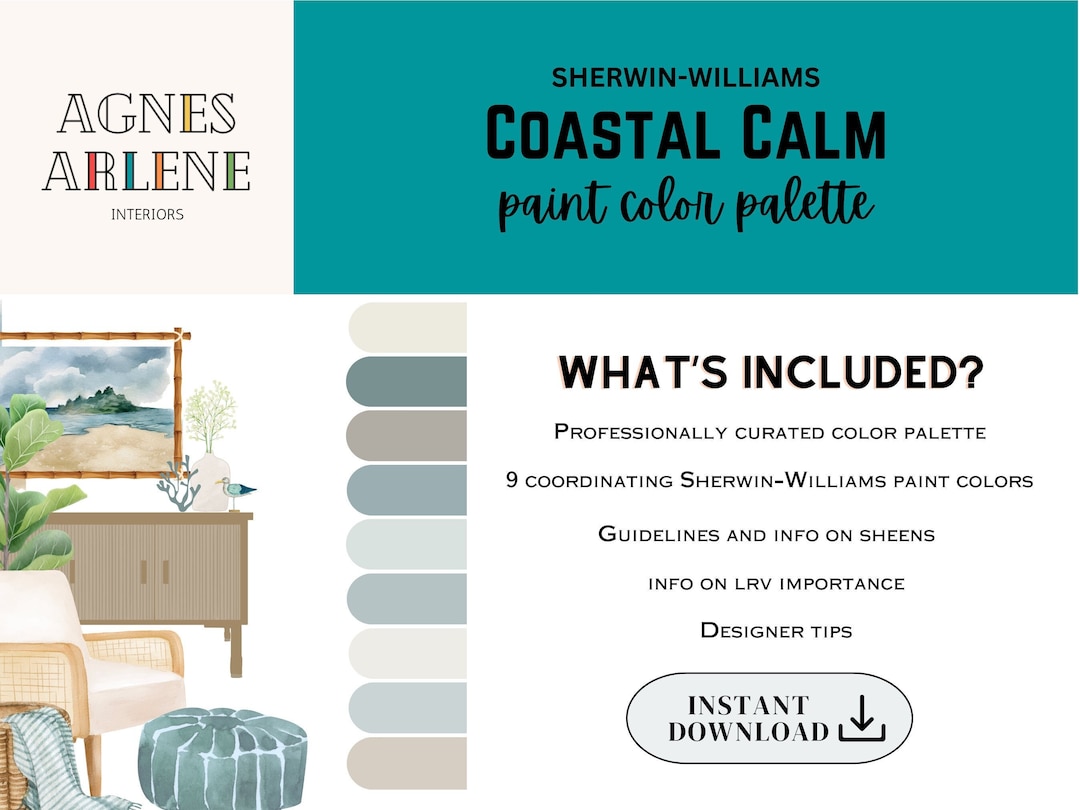 Coastal Calm Paint Palette Sherwin Williams Beachy Professional Paint ...
