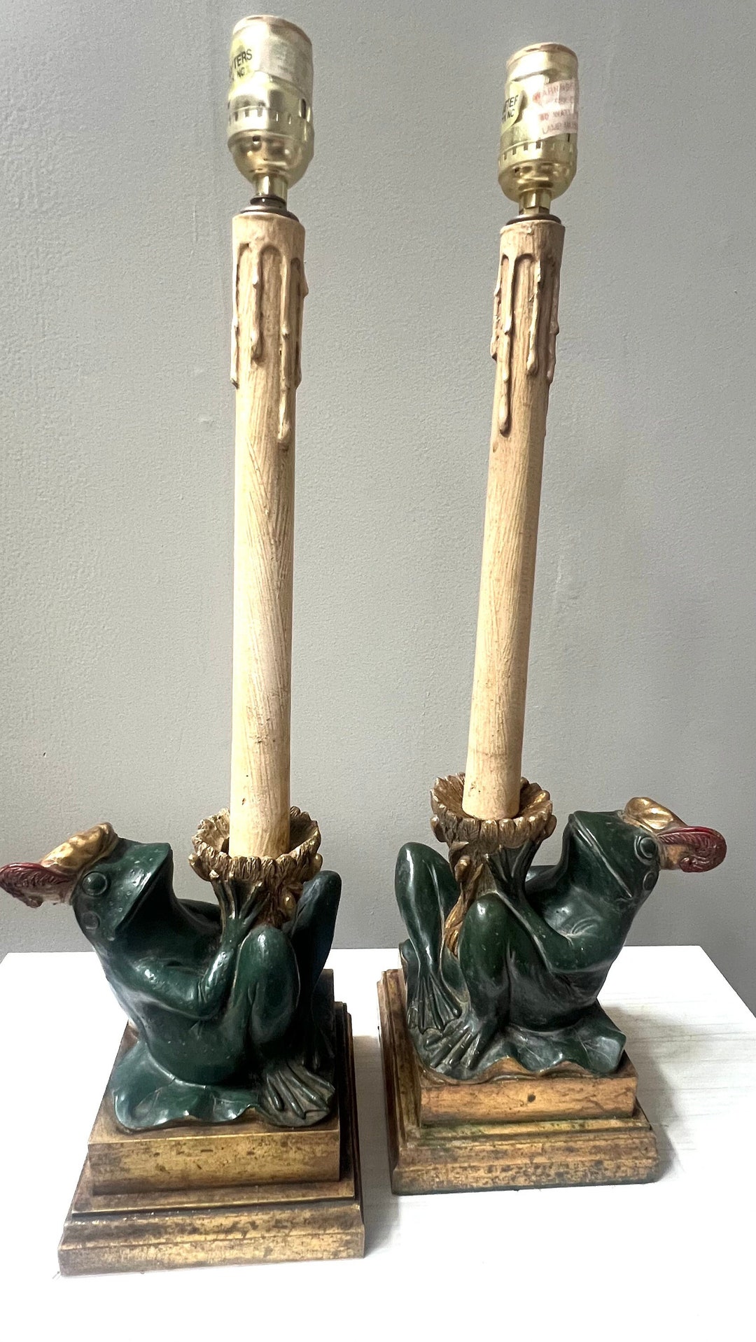 Vintage Pair of Lampcrafters Inc Frog Lamps Resin Whimsical Sculptural ...