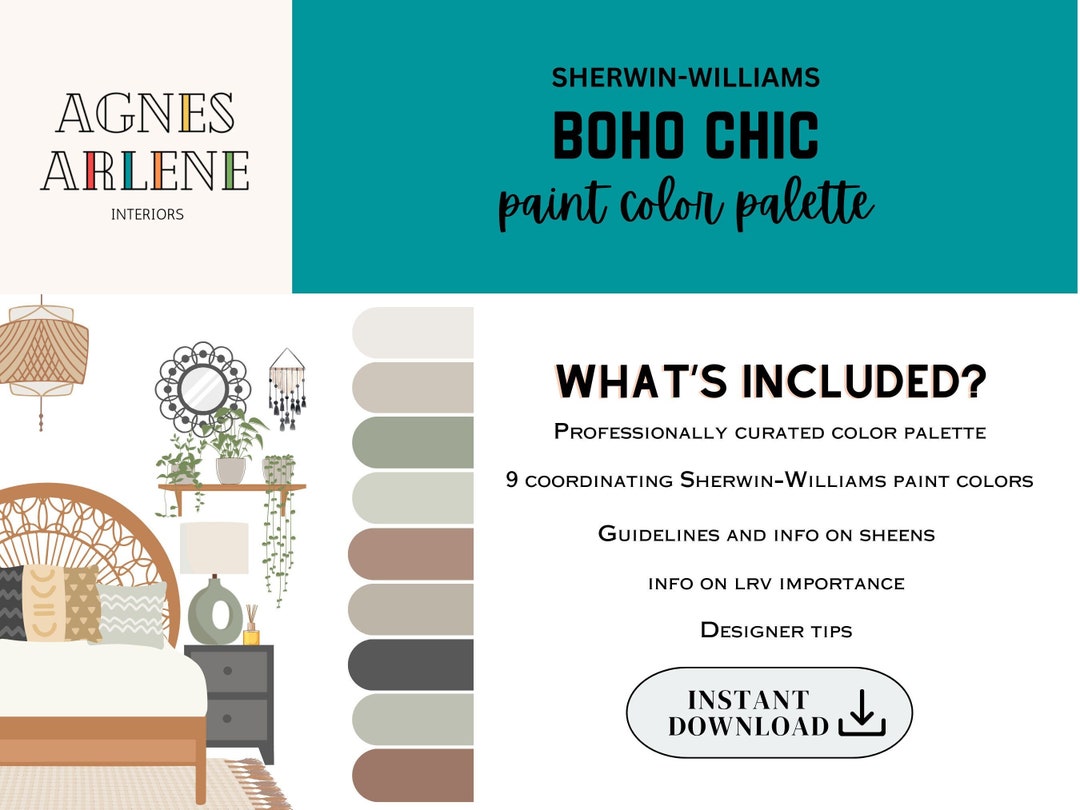 Boho Chic Paint Palette | Sherwin Williams | Professional Paint | Boho ...