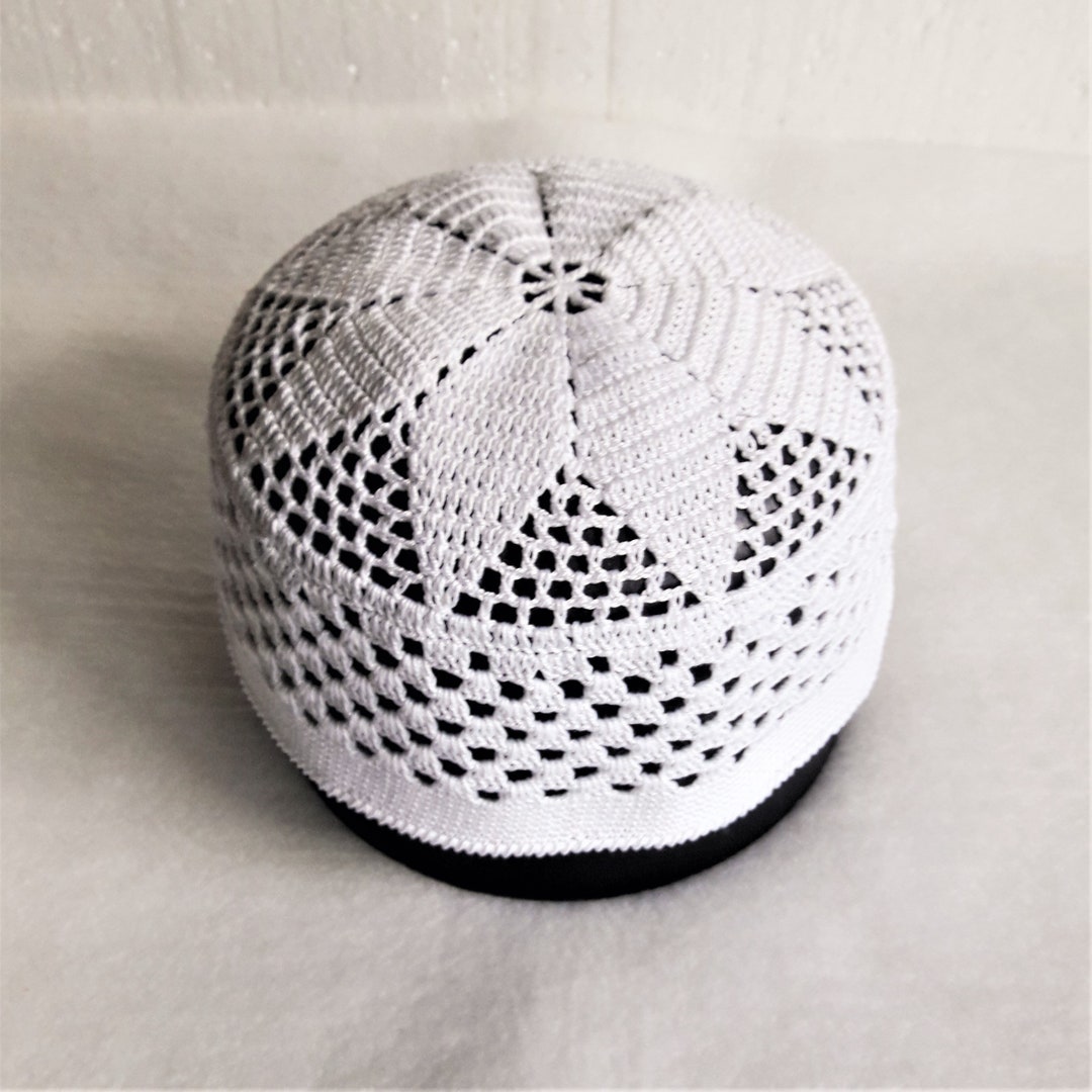 Crocheted Cotton Skull Cap, White Kufi Hat, Islamic Prayer Cap - Etsy