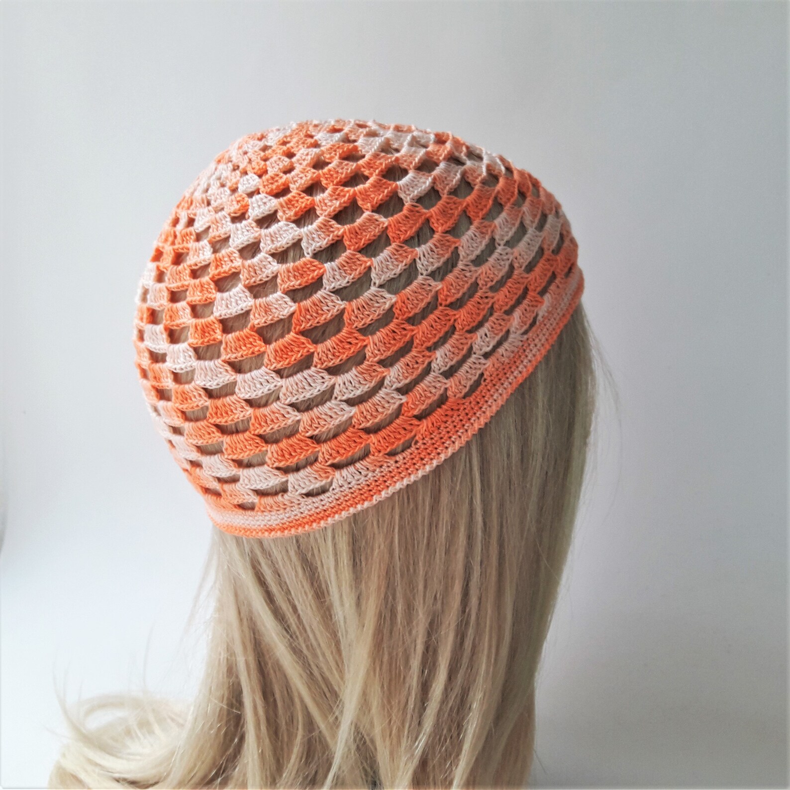 Womens Summer Skull Cap Crocheted With Flower Bright Etsy