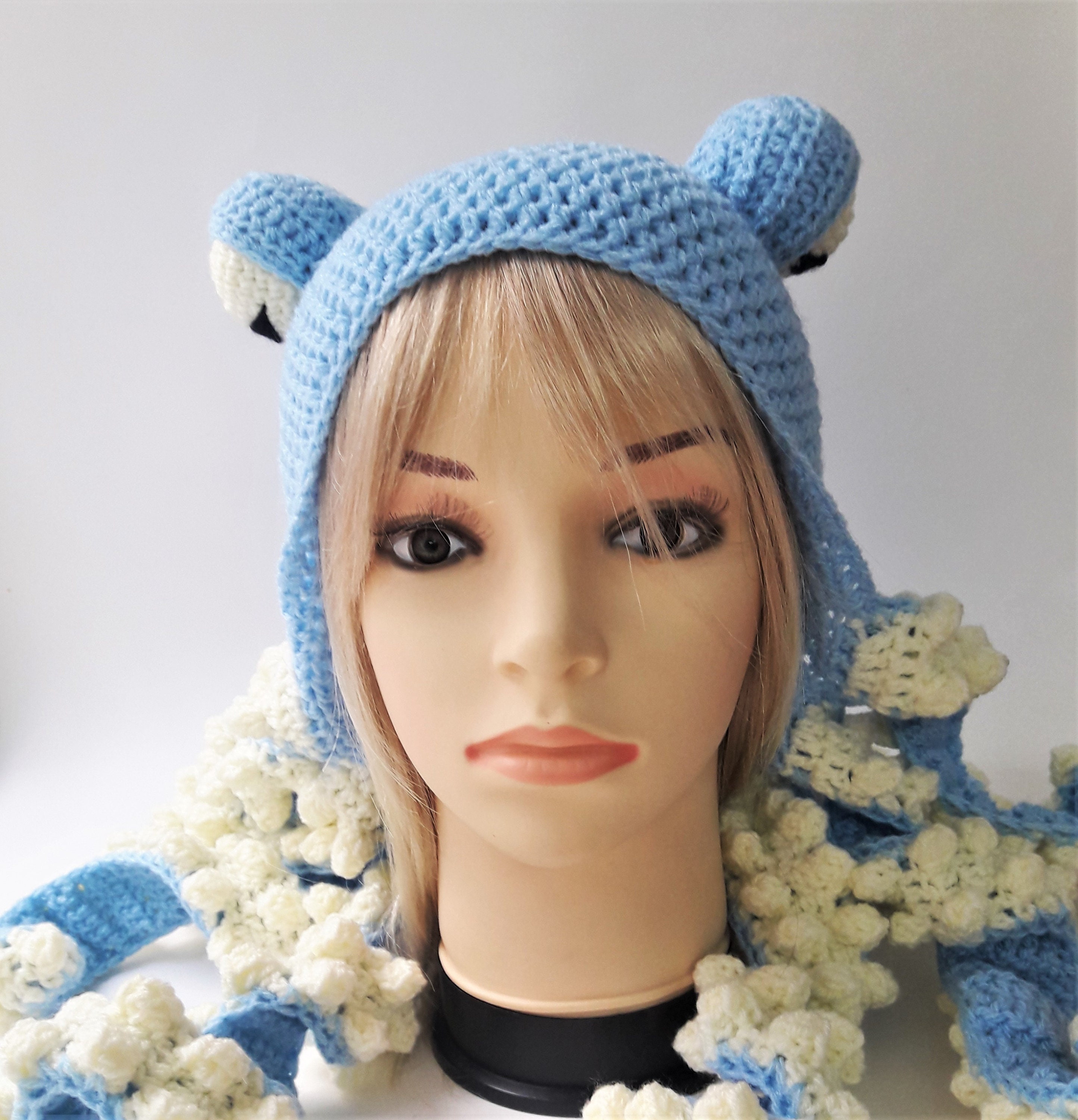 Octopus Hat, Crochet Octopus Hat Sky Blue-light Cream, Kid's, Adult's ...