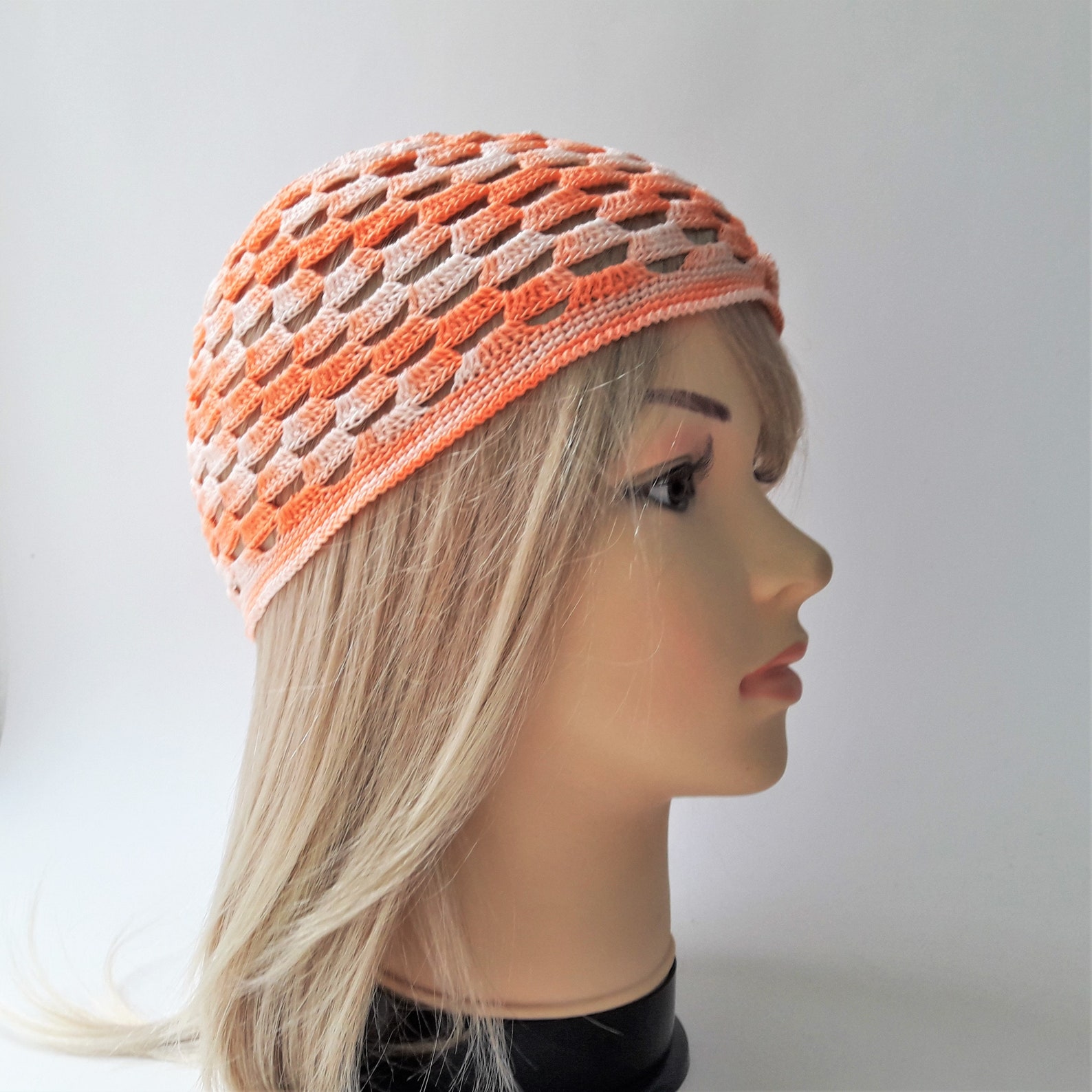 Womens Summer Skull Cap Crocheted With Flower Bright Etsy