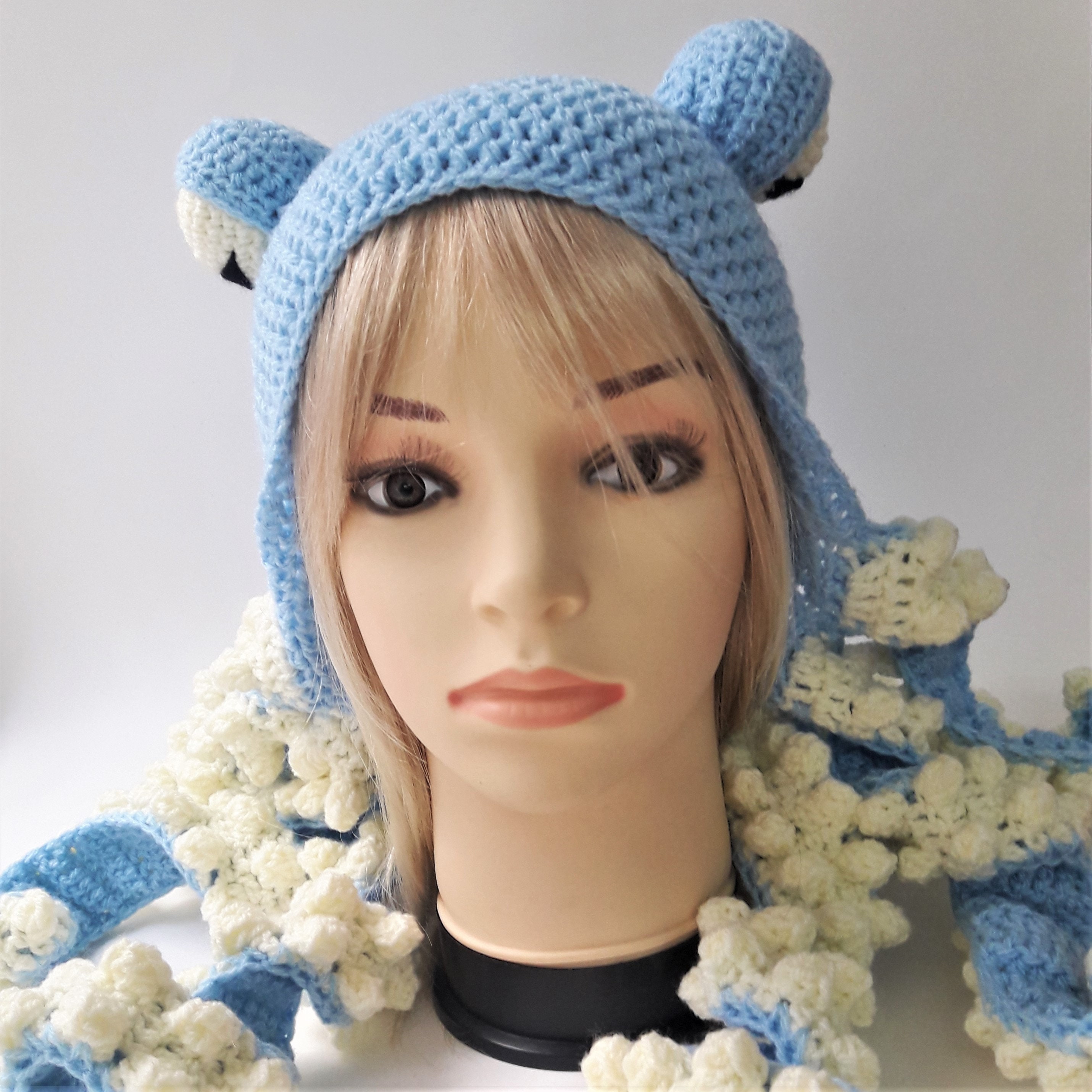 Octopus Hat, Crochet Octopus Hat Sky Blue-light Cream, Kid's, Adult's ...