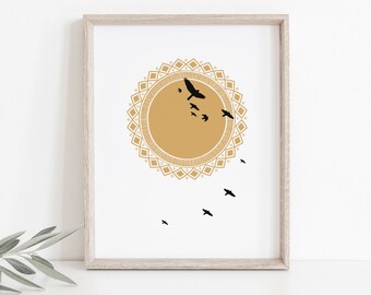 Flying bird print | Etsy