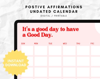 Positive Affirmation Monthly Calendar 2024, Motivational and ...
