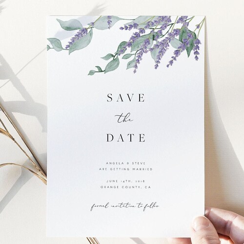 PURPLE Save the Date Template Printable Lavender - Etsy