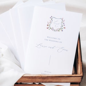 Floral Crest Ceremony Program Template, Wildflower Crest Wedding ...