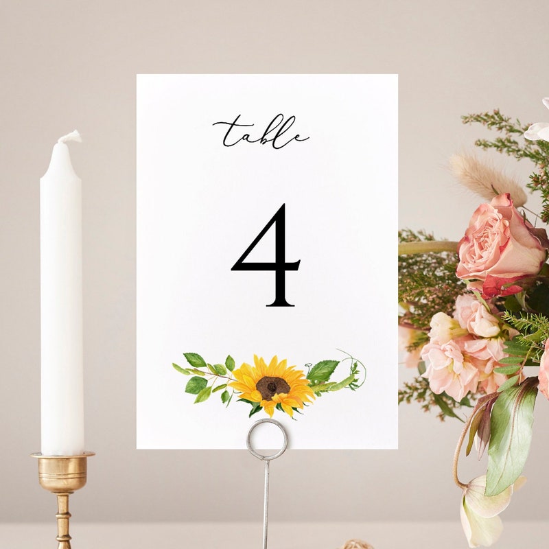 Sunflower Table Numbers - Etsy