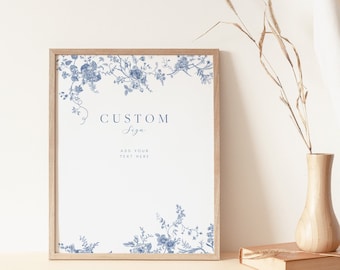 Custom Sign Template, Dusty Blue Floral Sign, Printable Sign for ...