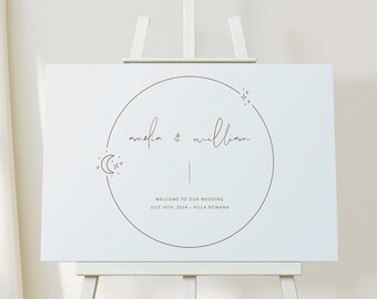 MOON FLOWER | Moon Wedding Welcome Sign; Wedding Sign; Wedding Welcome ...