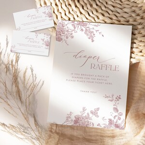 Diaper Raffle Game, Baby Shower Diaper Raffle Insert and Sign, Dusty ...