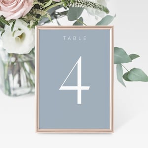 Dusty Blue Table Number, Printable Template, Pale Blue, Wedding Table ...