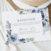 Blue Floral Reception Card, Printable Reception Card, Wedding Reception ...