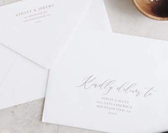 Printable Envelope Template Modern Script Calligraphy Elegant | Etsy