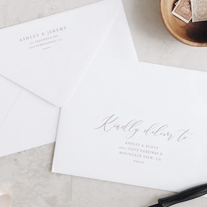 Printable Envelope Template Modern Script Calligraphy Elegant Classy ...