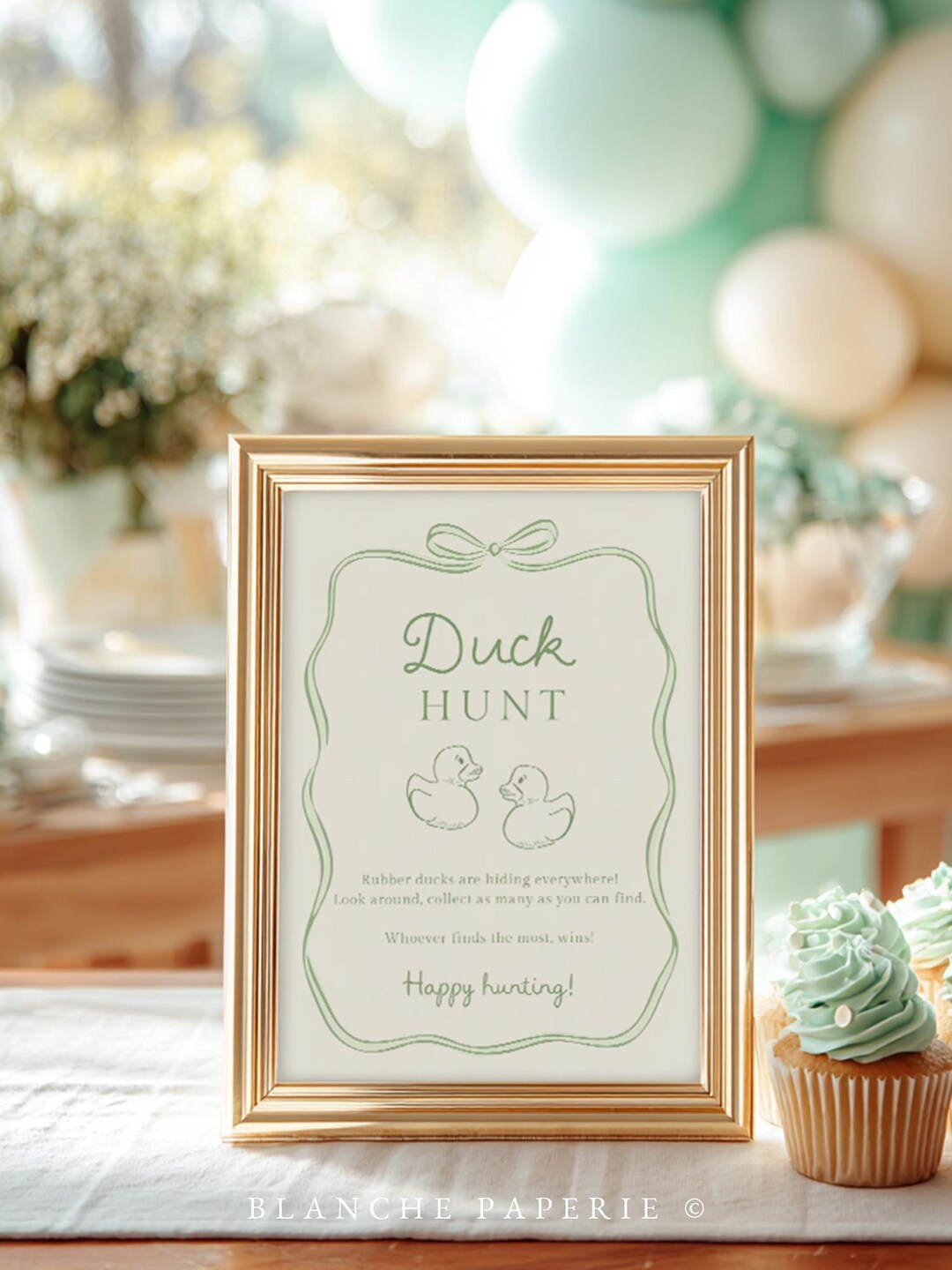 Green Bow Duck Hunt Sign – Find the Rubber Ducky: Gender Neutral Baby ...
