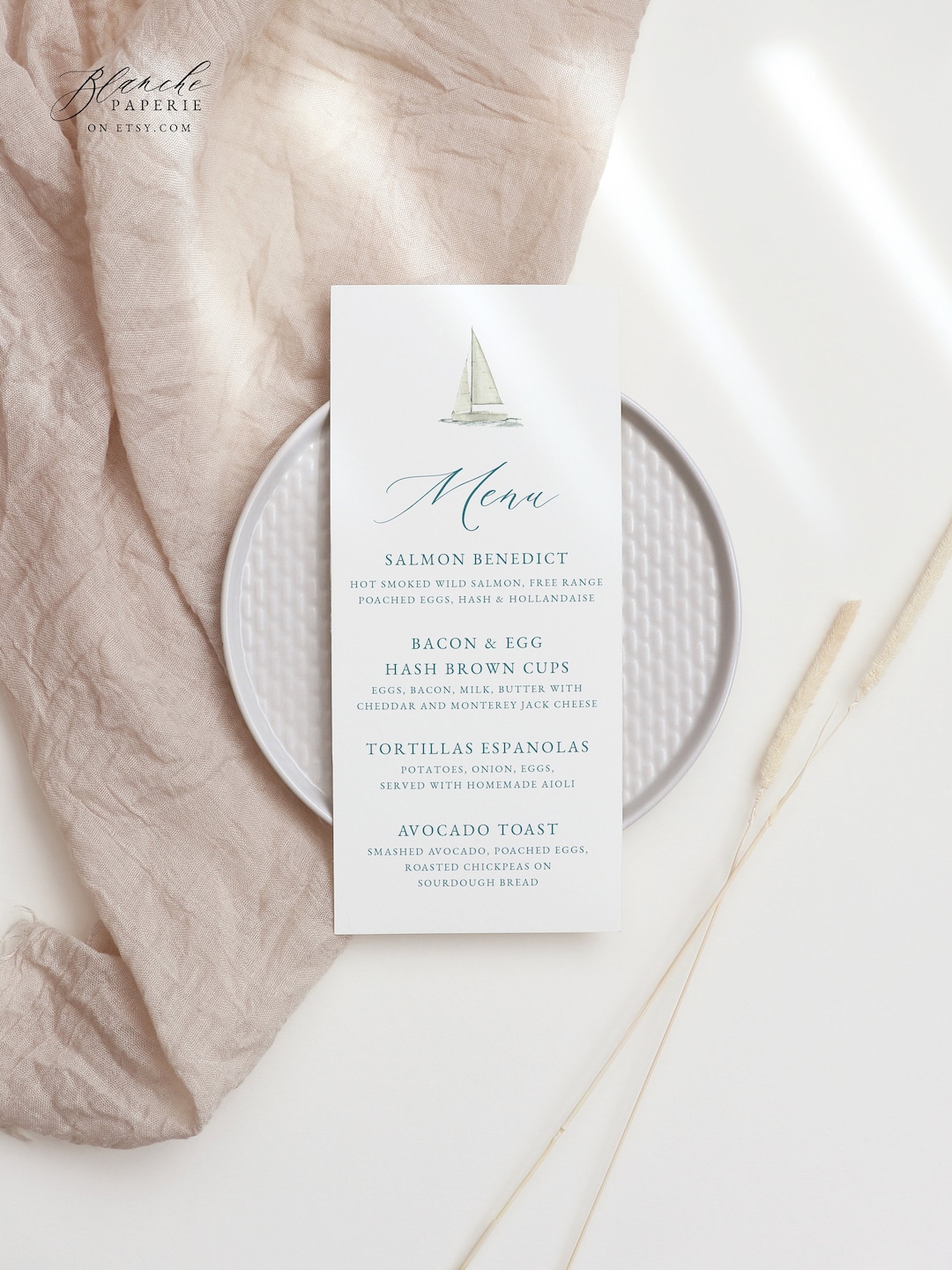 Nautical Menu Template, Printable Menu, Editable Bridal Shower Menu ...