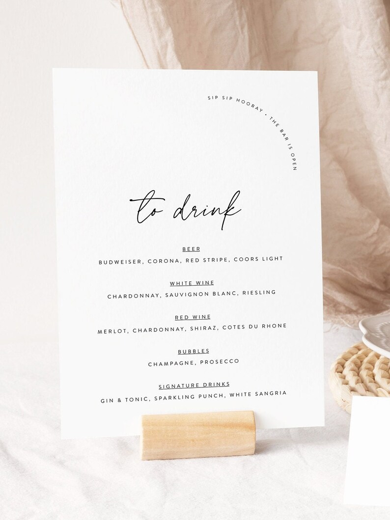 Drinks Menu Sign to Drink Sign Bar Menu Sign Wedding Drinks - Etsy
