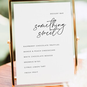 Minimalist Dessert Menu Sign, Wedding Dessert Bar Template, Something ...