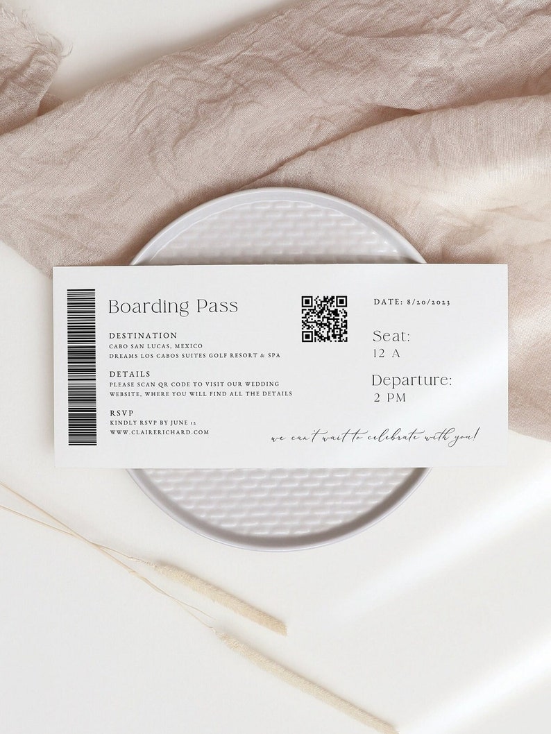 Editable Boarding Pass Wedding Invitation Template Wedding - Etsy