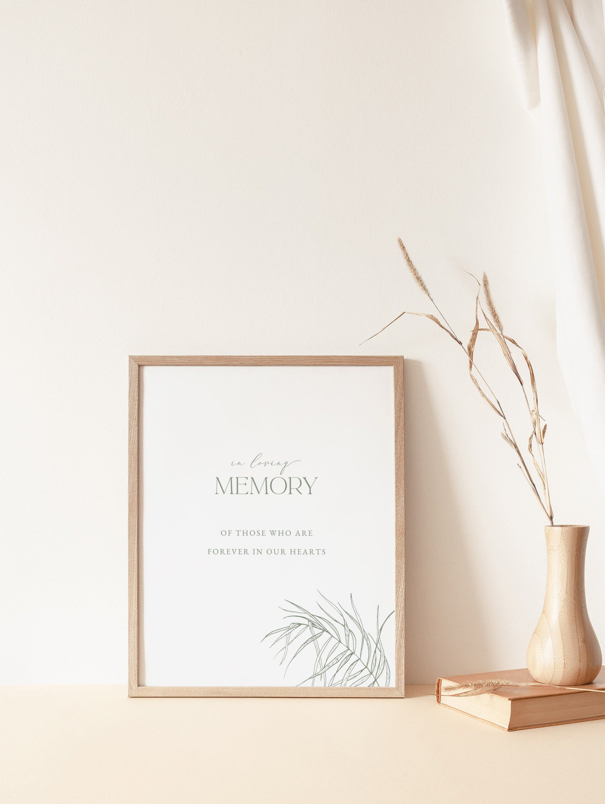 In Loving Memory Sign Template, Sage Palm Leaf, Frawn, Printable in ...