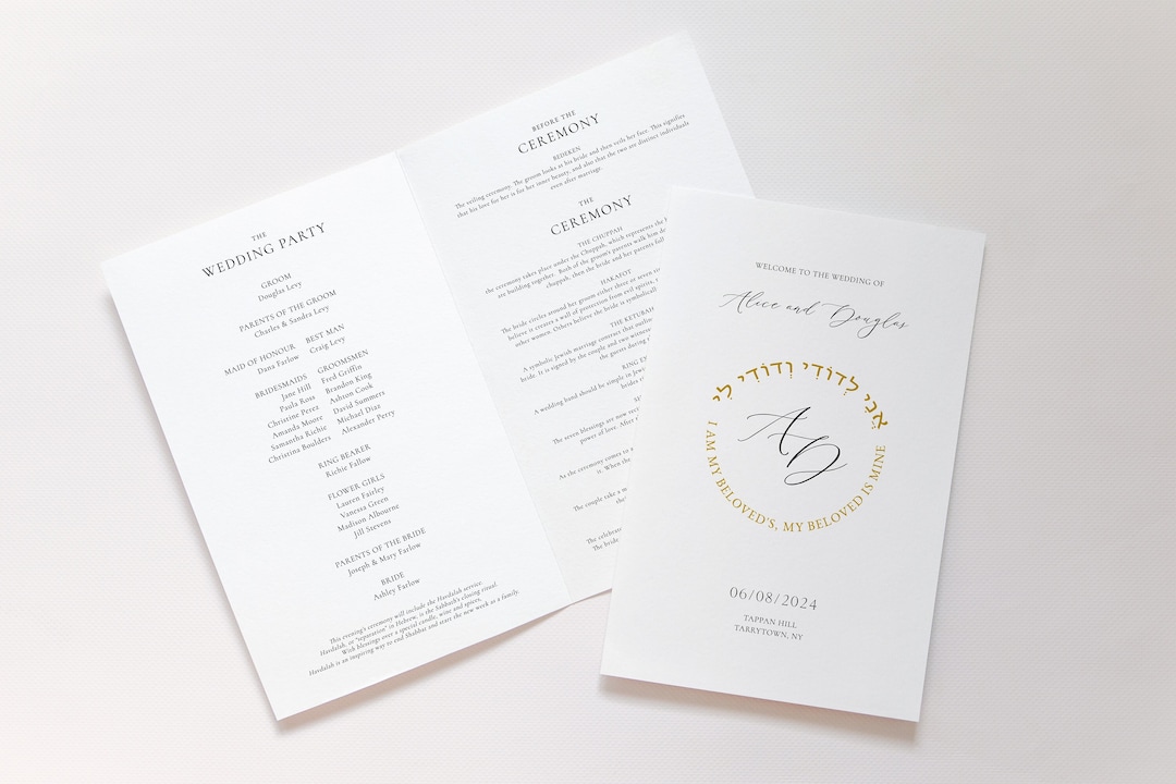Jewish Wedding Ceremony Explanation, Jewish Program Template, Jewish ...