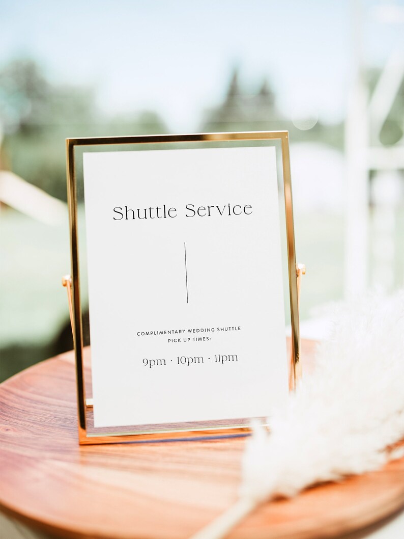 Shuttle Service Printable Wedding Sign Wedding Transportation - Etsy